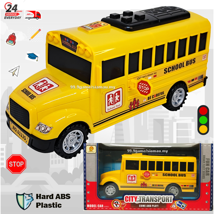 🚍🚌22cm School Bus Pull Back City Model Vehicle with STOP sign Toy Bus ...