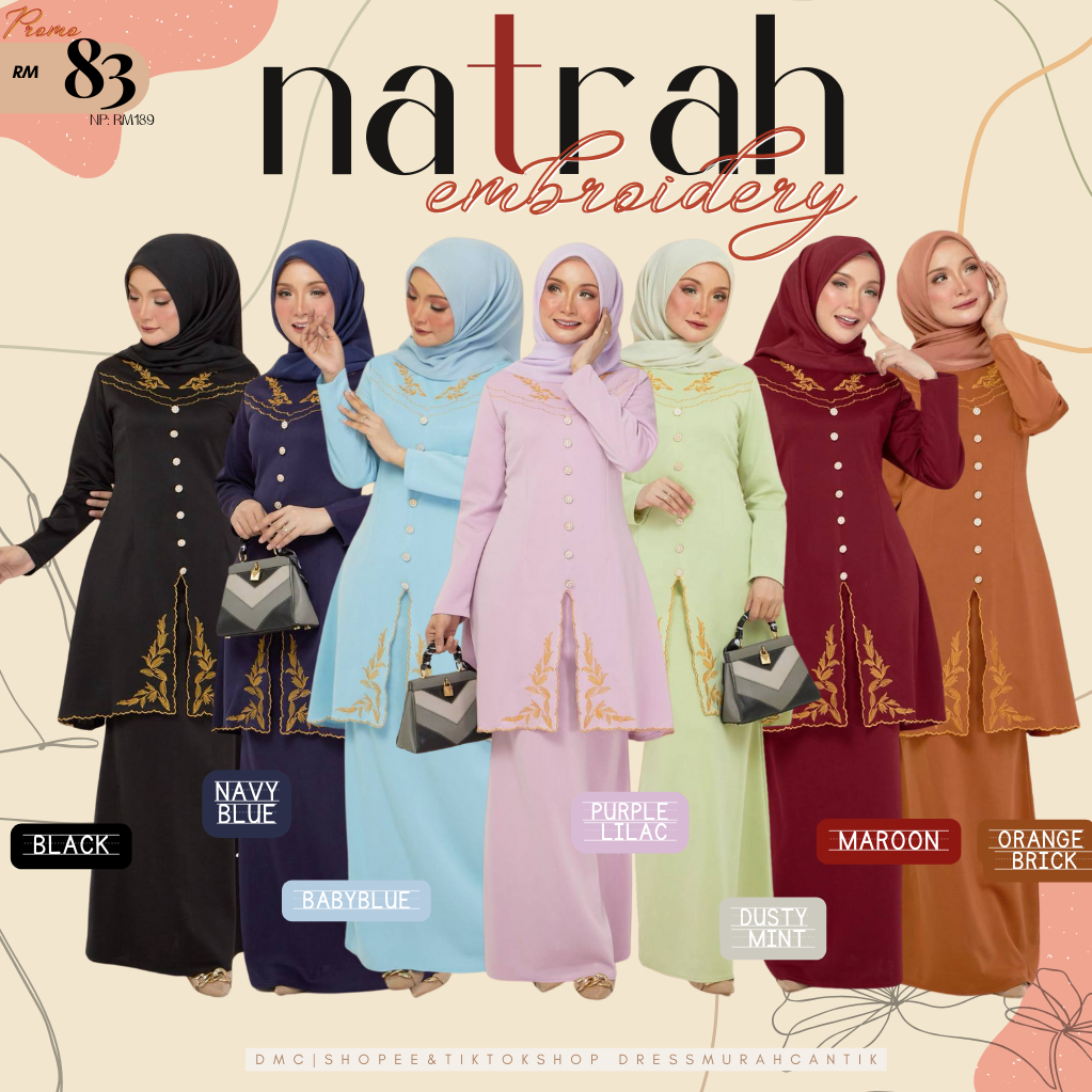 RAYA 2024 NATRAH EMBROIDERY ️ Ready Stock & On Promo! Kebarung Labuh ...
