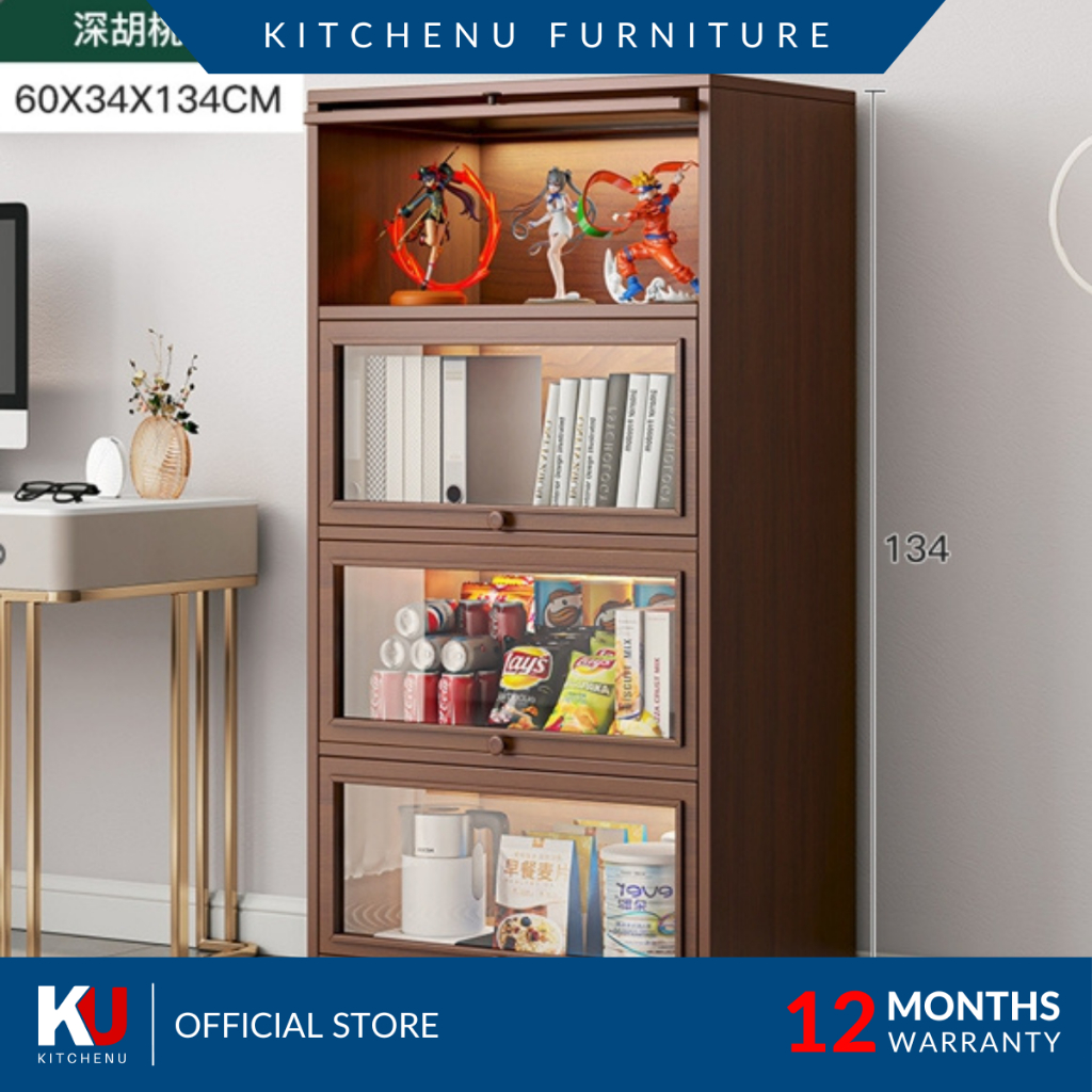 KITCHENU™mall inline badgeGlass Door Book Cabinet Display Cabinet ...