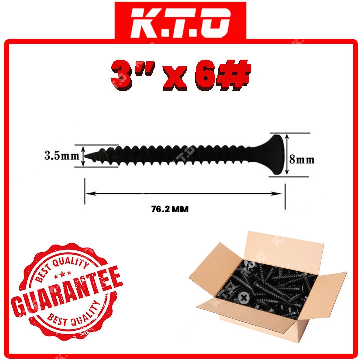 SEIKO 1 Box 6# Black Drywall Screw Shank Flat Head Dry Wall Screw (1KG ...