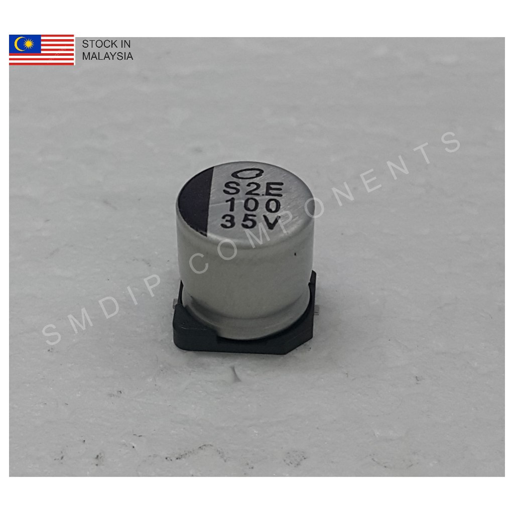 Japanese-Grade 100uF 35V 105°C, SMD Capacitor, 10mm x 10mm | Shopee ...