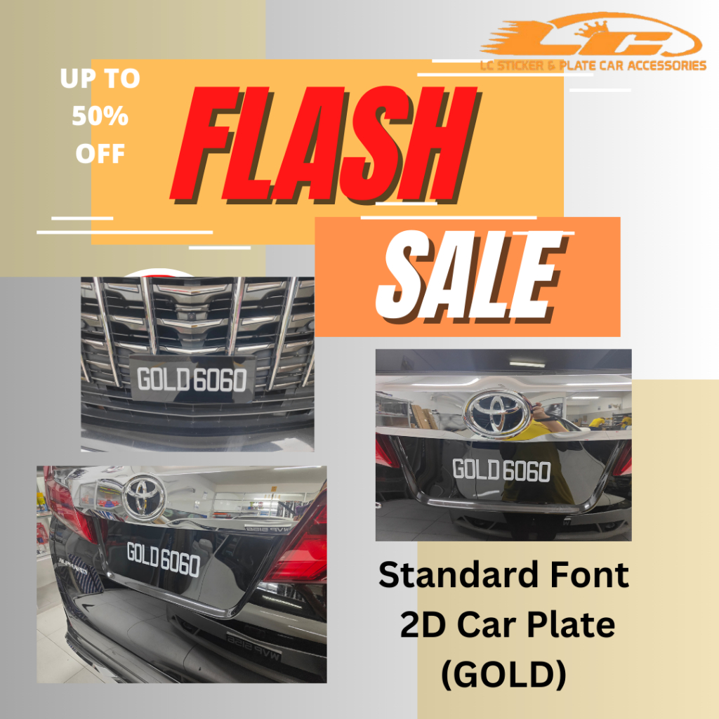 2D Car Plate Standard Font - ''GOLD NO PLATE SERIES'' (All Type Car ...