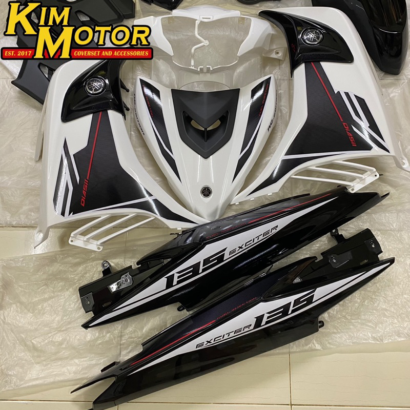 COVERSET LC135 V6 V7 ORIGINAL VELOZI EXCITER RC WHITE BLACK PUTIH HITAM ...