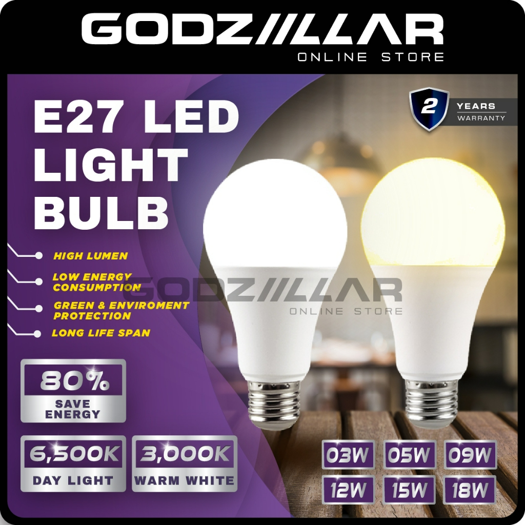 E27 LED Light Bulb Mentol 6500K Daylight & 3000K Warm White | Lampu ...