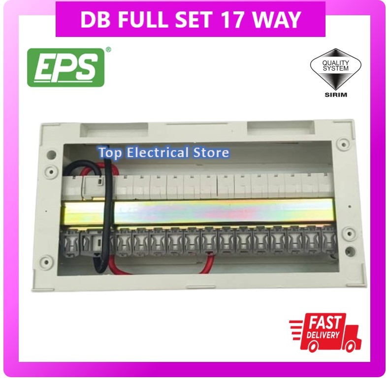 17 WAY PVC DB BOX/ MCB BOX FULL SET COMPLETE WITH MAIN SWITCH SIRIM ...