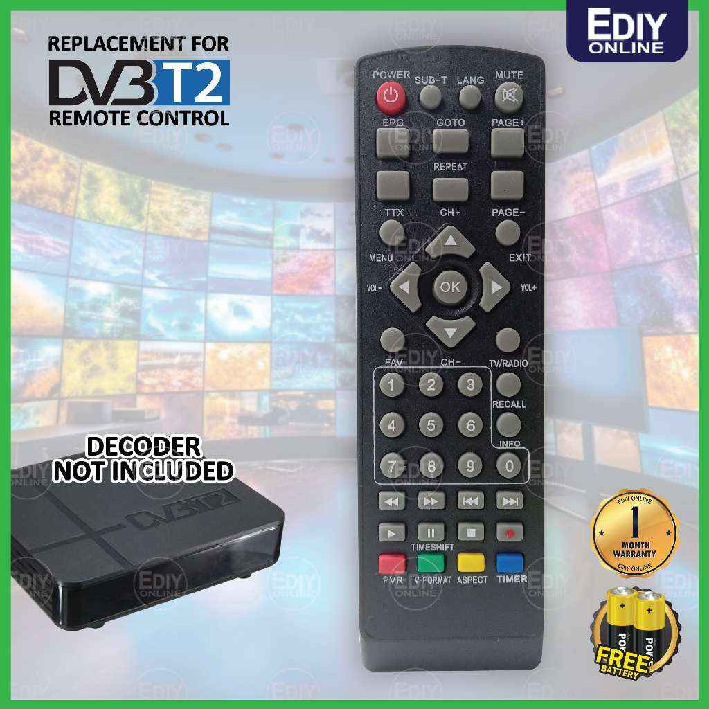 【𝐅𝐑𝐄𝐄 𝐁𝐀𝐓𝐓𝐄𝐑𝐘 𝐀𝐀𝐀𝐗𝟐】 REMOTE CONTROL T2 Only DVBT2 Digital Antenna ...