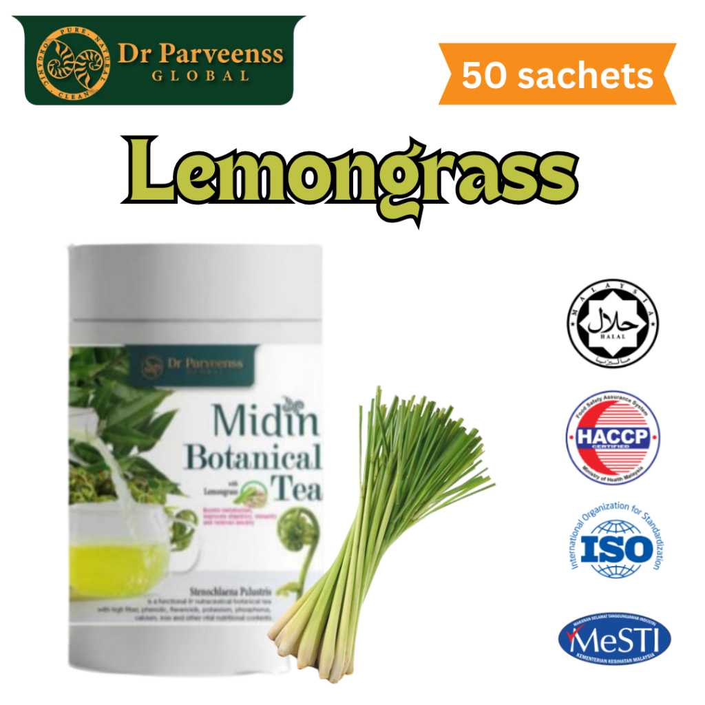 Midin Botanical Tea with Lemongrass (50 sachets in drum) HALAL Healthy ...