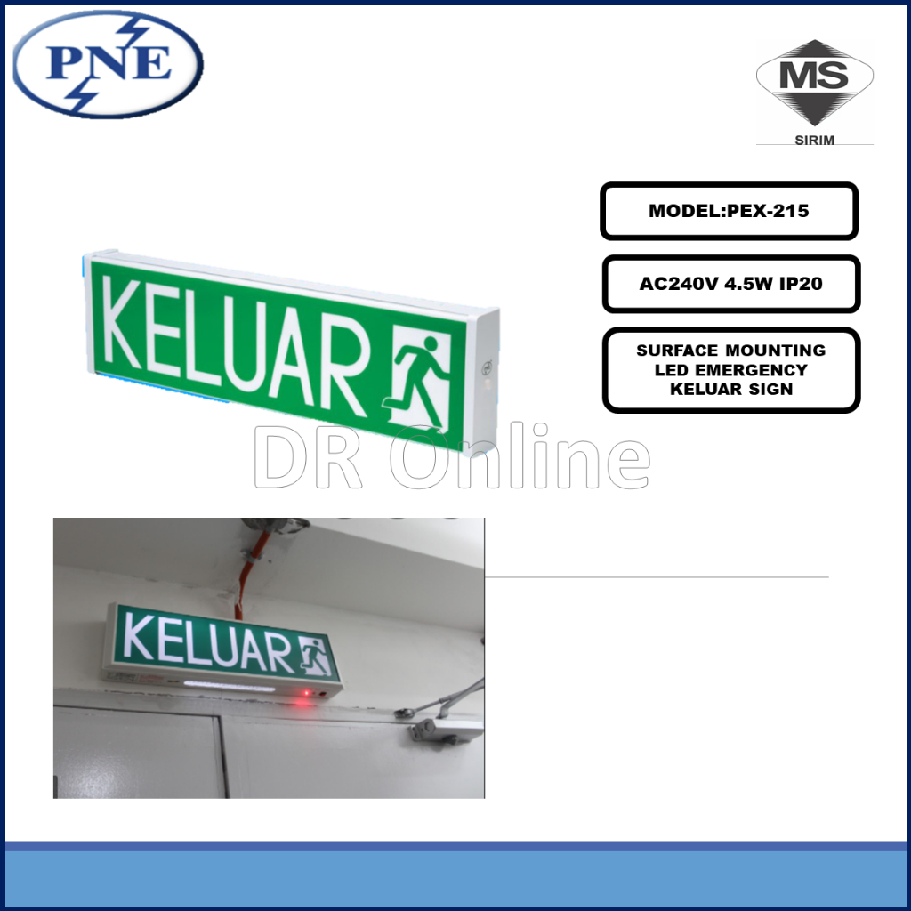 PNE /SHINZ LED KELUAR LIGHT WALL MOUNT TYPE KELUAR SIGN /LAMPU ...