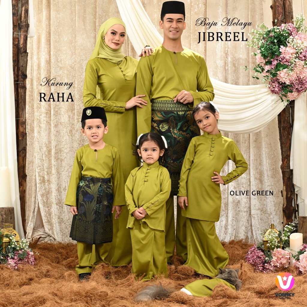 Baju Raya 2024 Sedondon Baju Melayu Jibreel & Kurung Raha - Olive Green ...