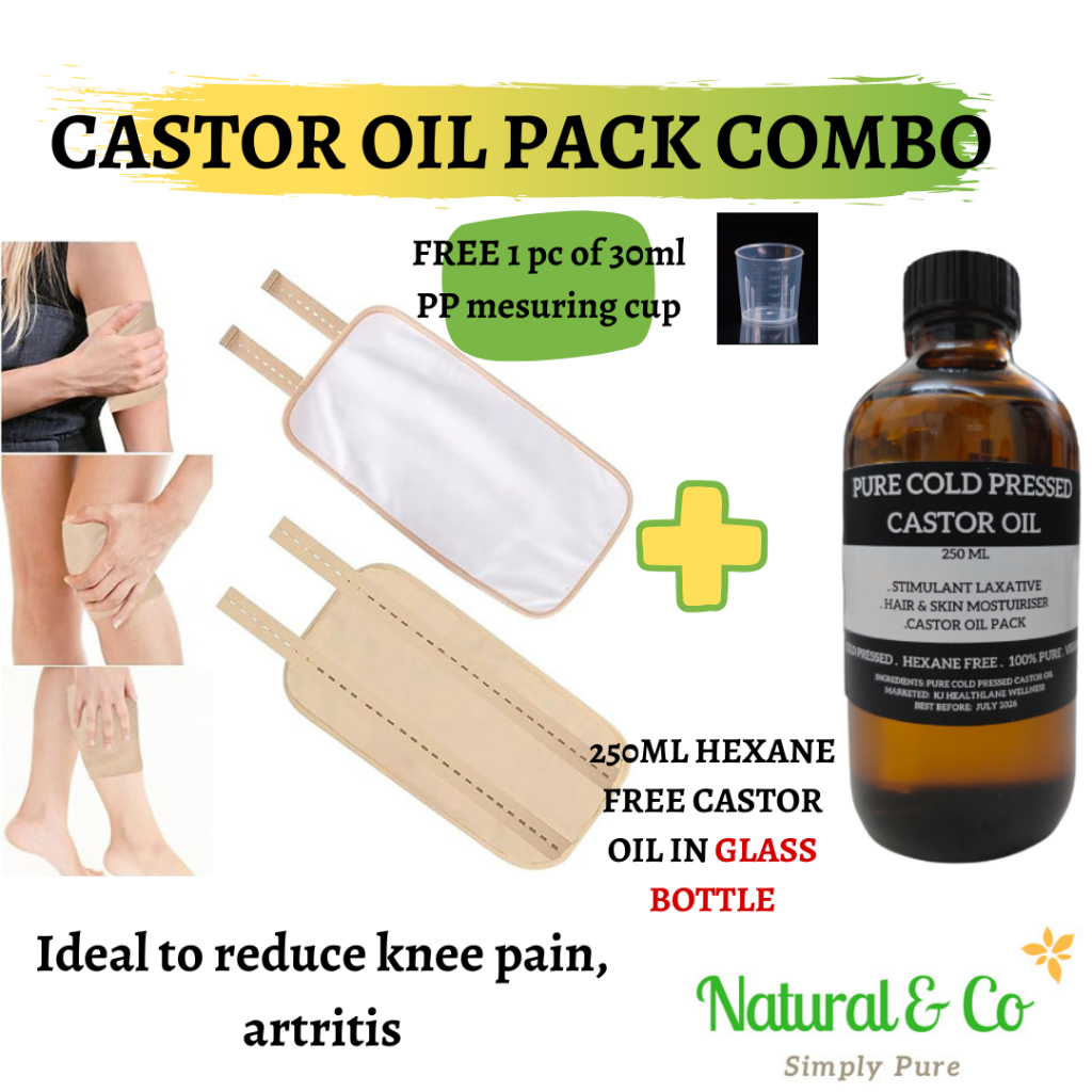 Pure Cold Pressed Castor Oil Pack Combo For Joint Pain, Arthritis ...