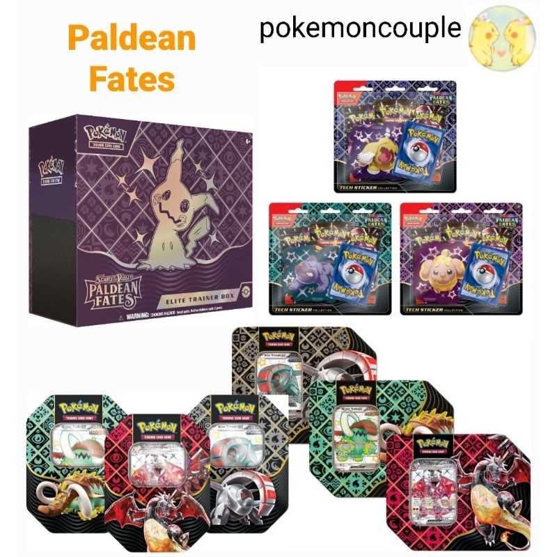Pokemon Card TCG: SV4.5 Paldean Fates Tin Charizard Tin / Tech Sticker ...