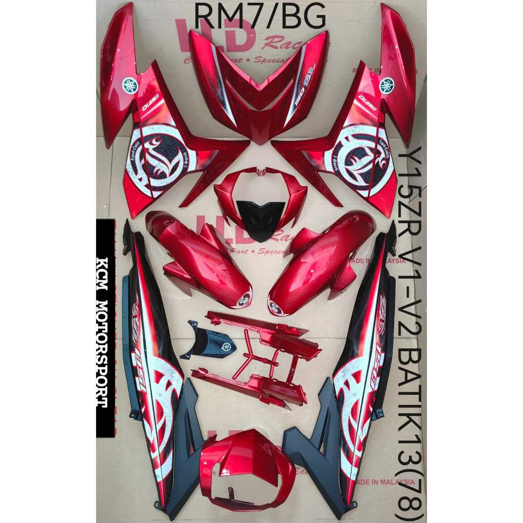 COVER SET MOTOR YAMAHA Y15ZR V1/V2 BATIK DESIGN SIAP TAMPAL STICKER ...