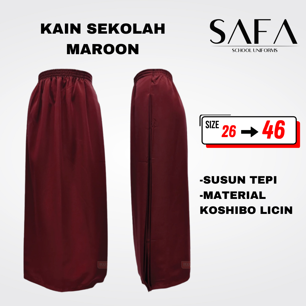 Kain Pengawas Sekolah Agama Susun Tepi Maroon Meroon Meron Kain Licin ...