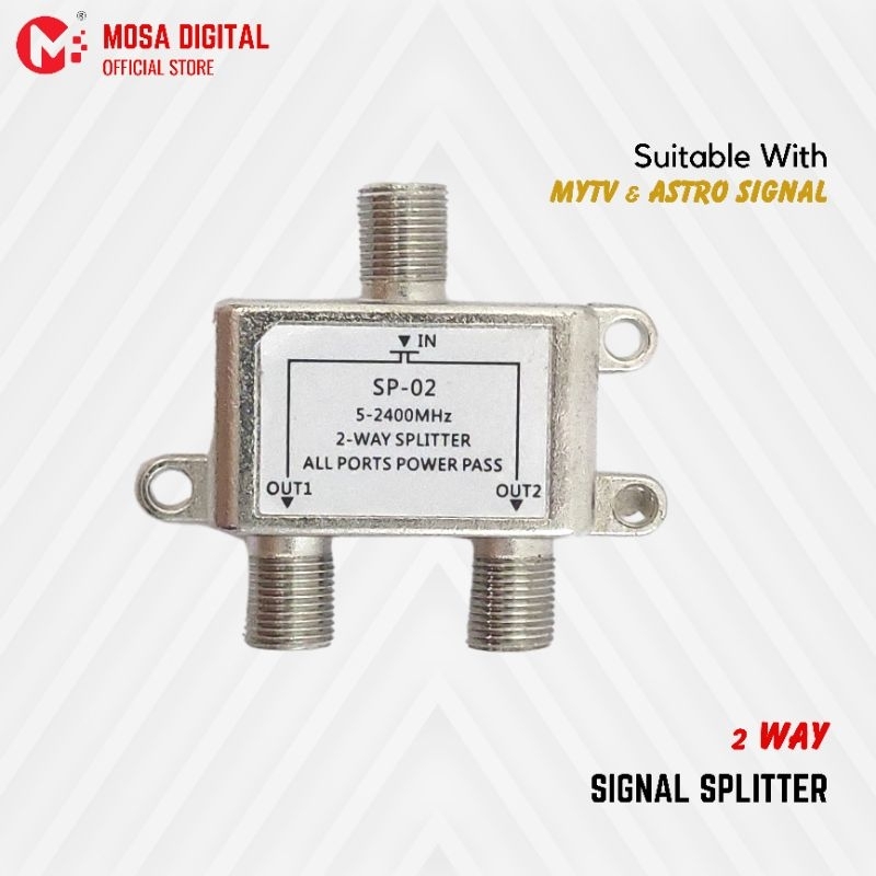 MOSA 2 Way Splitter for Astro Mytv Signal TV RG6 Coaxial Cable Digital ...