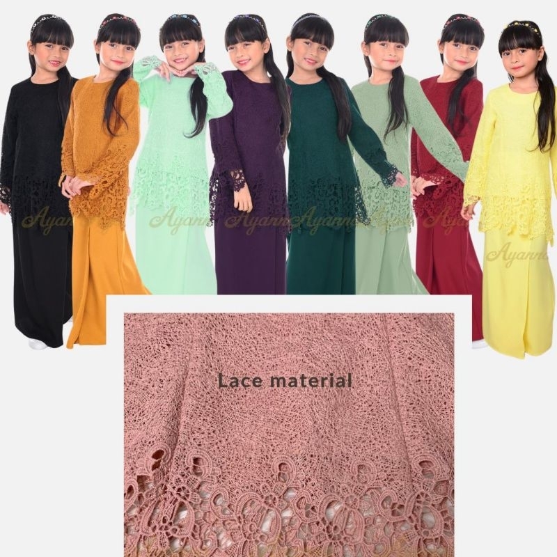 BAJU RAYA 2024 KURUNG RIAU MODEN LACE KIDS KANAK KANAK GIRL BLACK ...