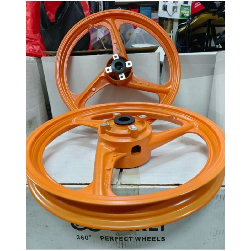 SPORT RIM Y125Z Y125ZR ENKEI 3 BATANG OREN HITAM ENKEI 3 SPOKES SPORT ...