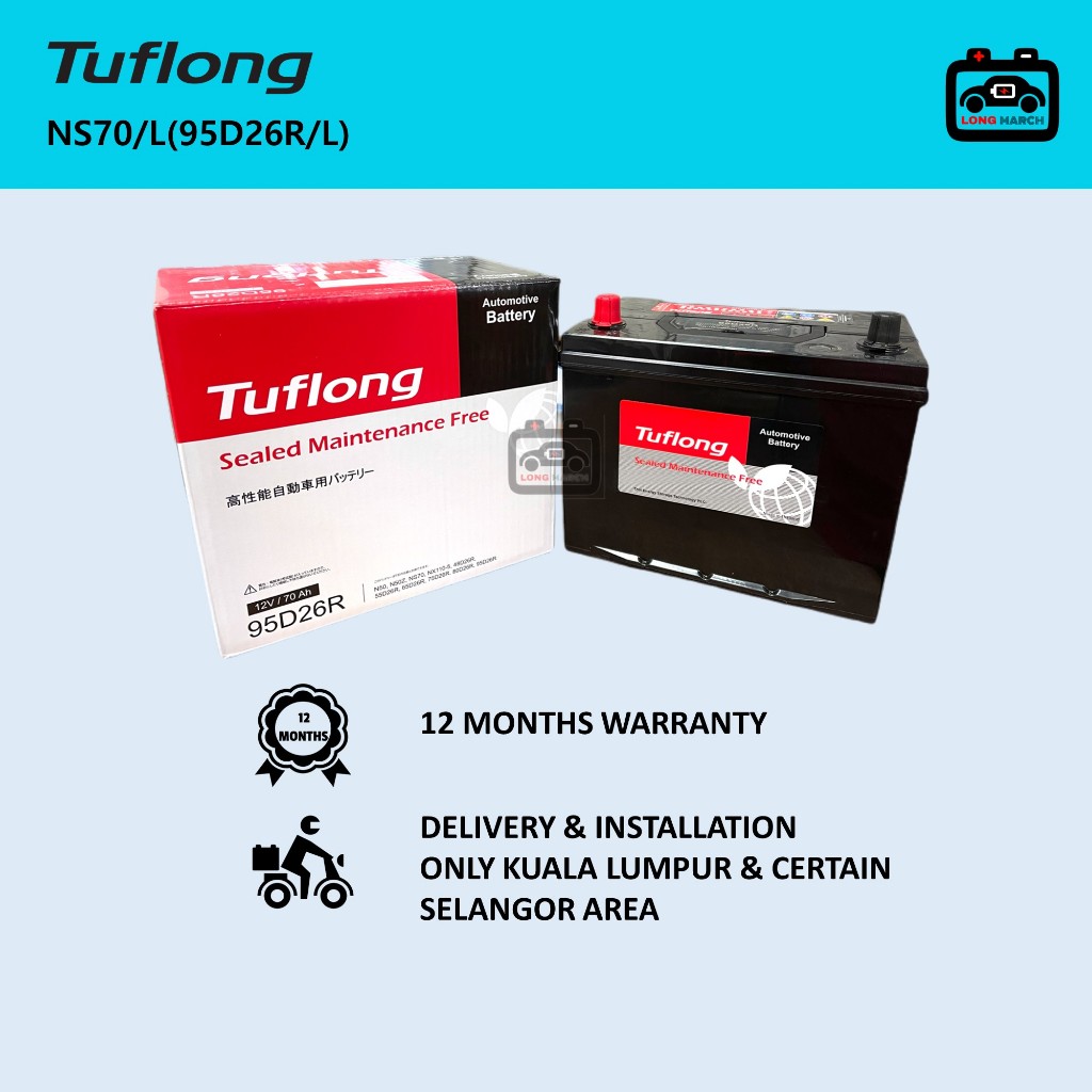 Tuflong Hitachi NS70 | NS70L | 95D26 battery bateri Perdana Wira Waja Alphard Vellfire Camry ...