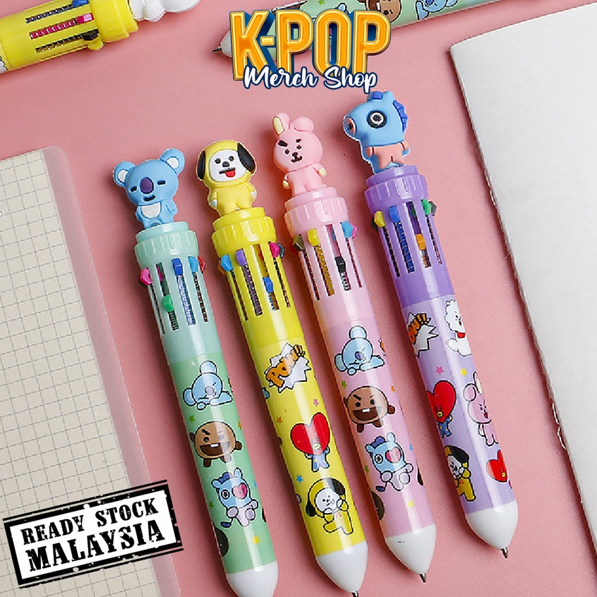 BTS BT21 Tinytan Bangtan OT7 Kpop Merch Pen Ball Point Glitter | Shopee Malaysia