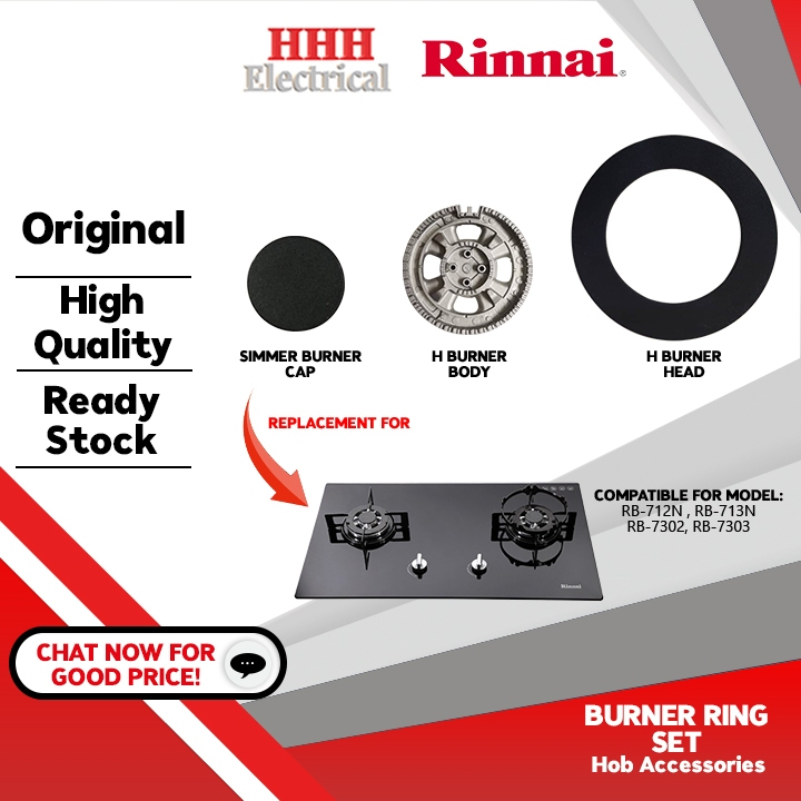 Rinnai Built-In Hob Accessories Burner Ring Set Replacement for RB-712N ...