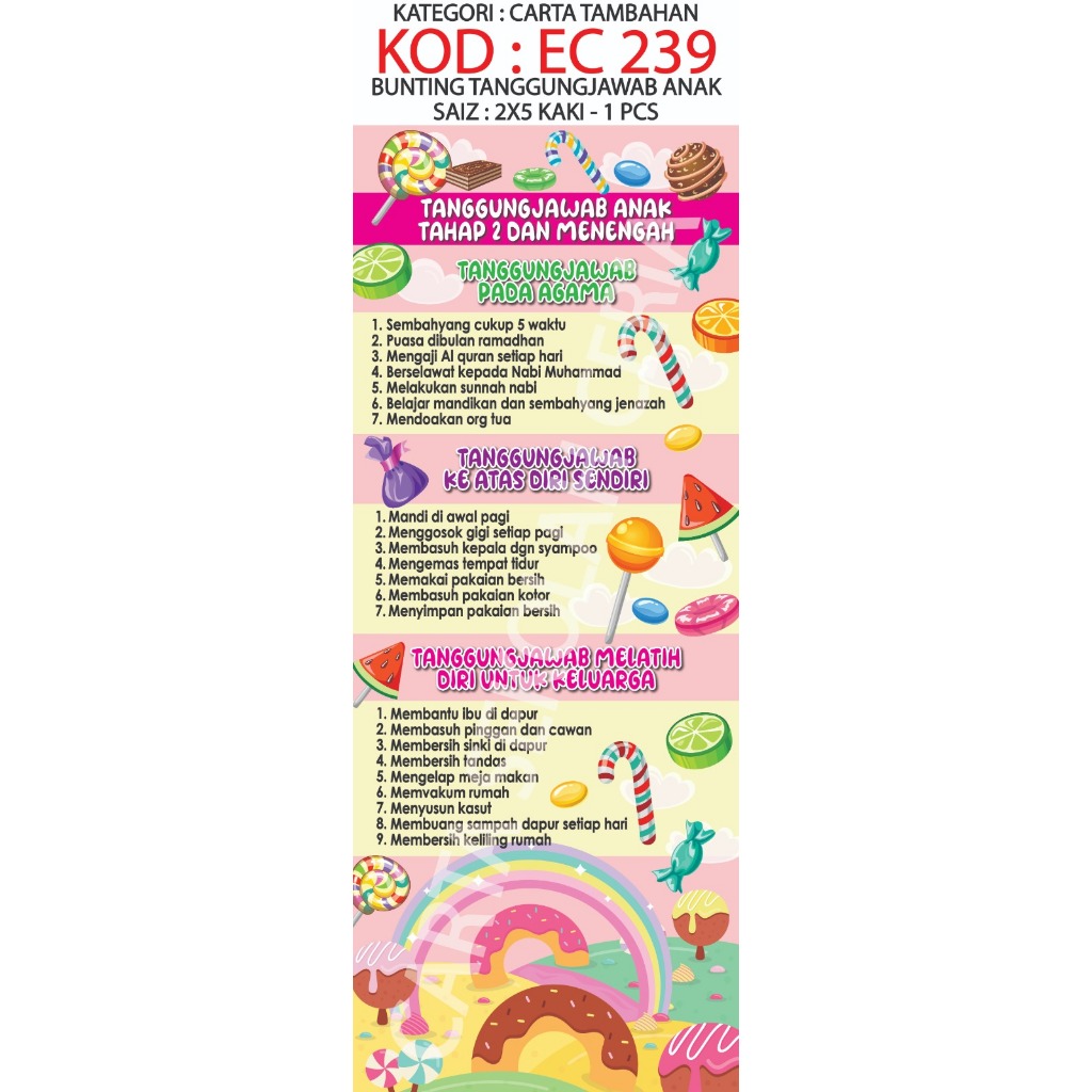 🏃‍1 DAYSHIP🏃‍ JIMAT! Bunting Poster Tanggungjawab Anak Pada Agama, Diri ...