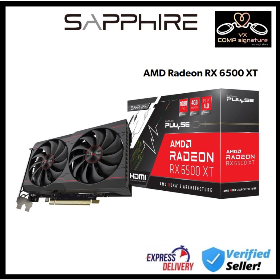 Sapphire RX 6500 XT PULSE GAMING OC 4GB GDDR6 AMD ATI RX6500XT Radeon ...