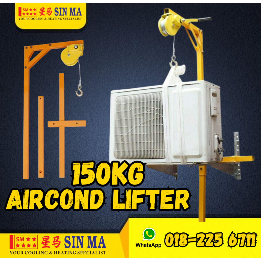 5HP‼️ Aircond Lifter 💯/ S.S Bracket /Air cond Lifting Crane Hoist 150KG 10 Meter Steel Wire Air ...