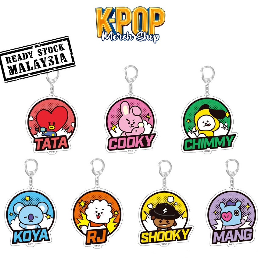 BTS BT21 Tinytan Bangtan OT7 Kpop Merch Acrylic Keychain Key Ring Silicone Keychains | Shopee ...