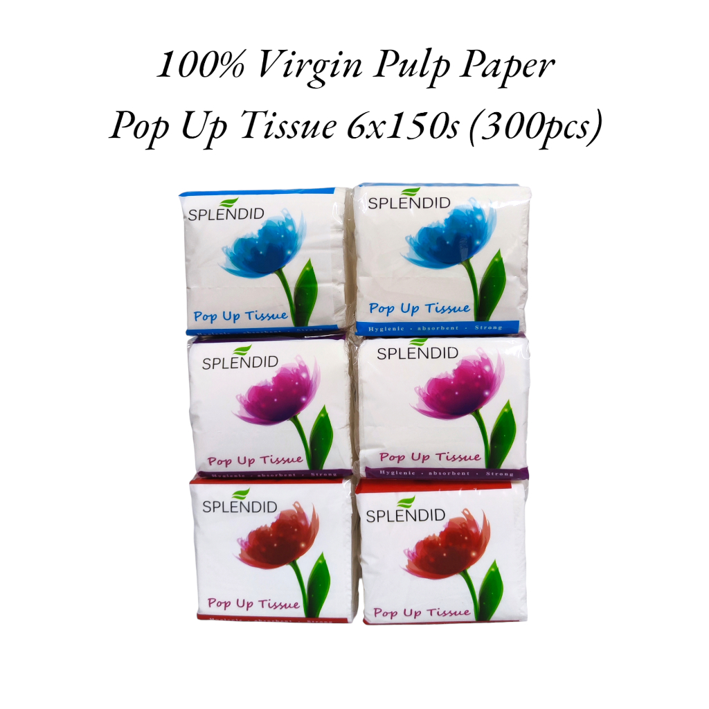 Splendid Pop Up Tissue 6 x 150 sheets (300pcs) 2ply Virgin Pulp ...