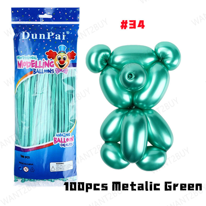 🇲🇾 100pcs Macaron Metalic Chrome Colorful Latex Long Magic Balloon ...