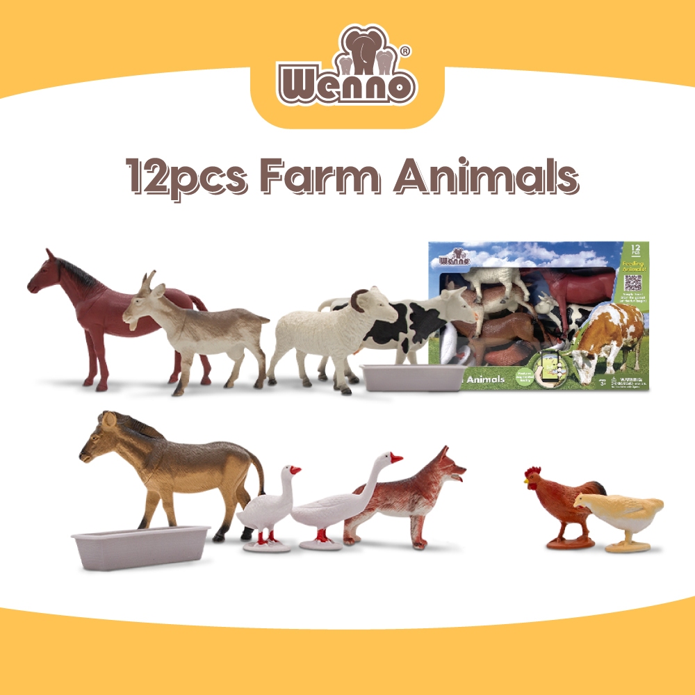 Wenno 12pcs Farm Animals in window box Educational Realistic Plastic ...