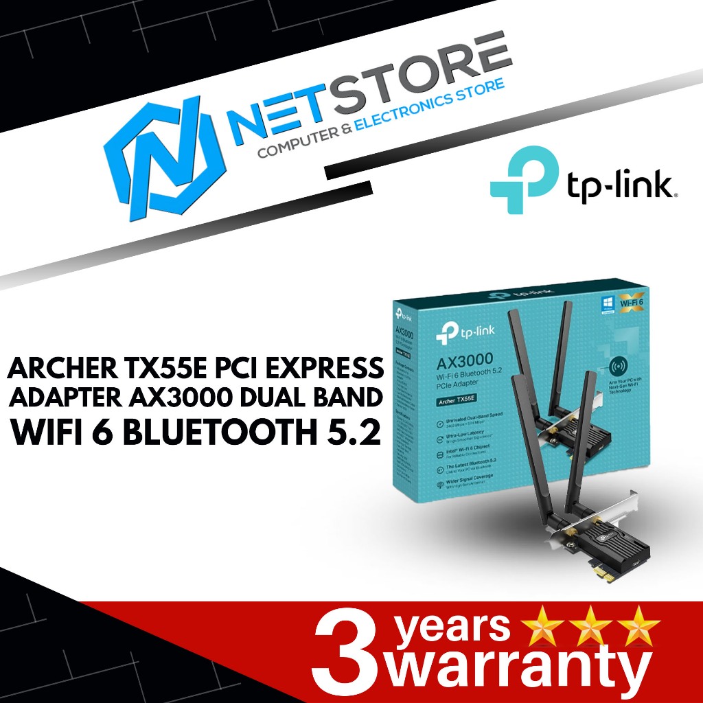 TP-LINK ARCHER TX55E PCI EXPRESS ADAPTER AX3000 DUAL BAND WIFI 6 ...