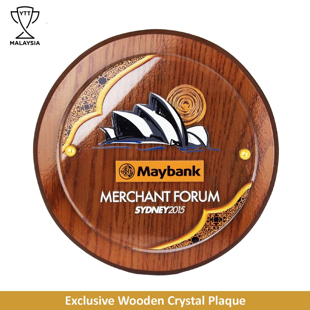 3063 Wooden Plaque with Crystal Glass Trophy Award (HADIAH SUKAN DAN ...