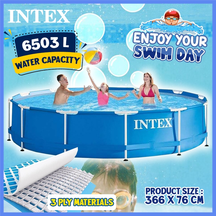 INTEX 28210 Metal Frame Round Swimming Pool Steel Bracket Bath Family ...