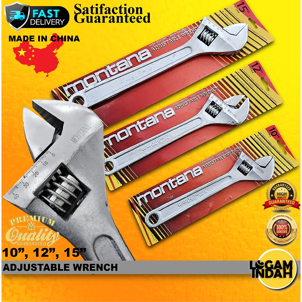 {LOWEST PRICE} 10", 12", 15" MONTANA ADJUSTABLE WRENCH / ADJUSTABLE ...