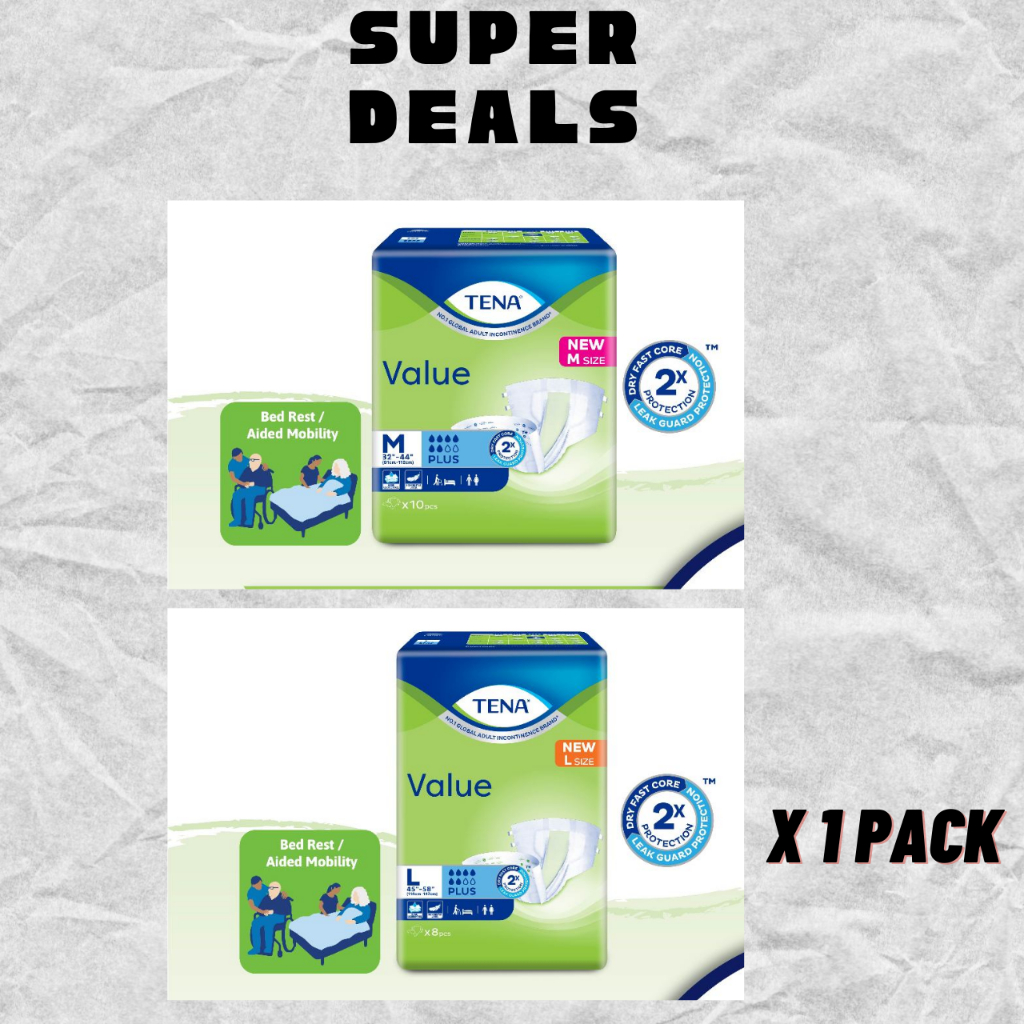 TENA Value Adult Diaper M10s/L8s REPACKING PACK | Shopee Malaysia