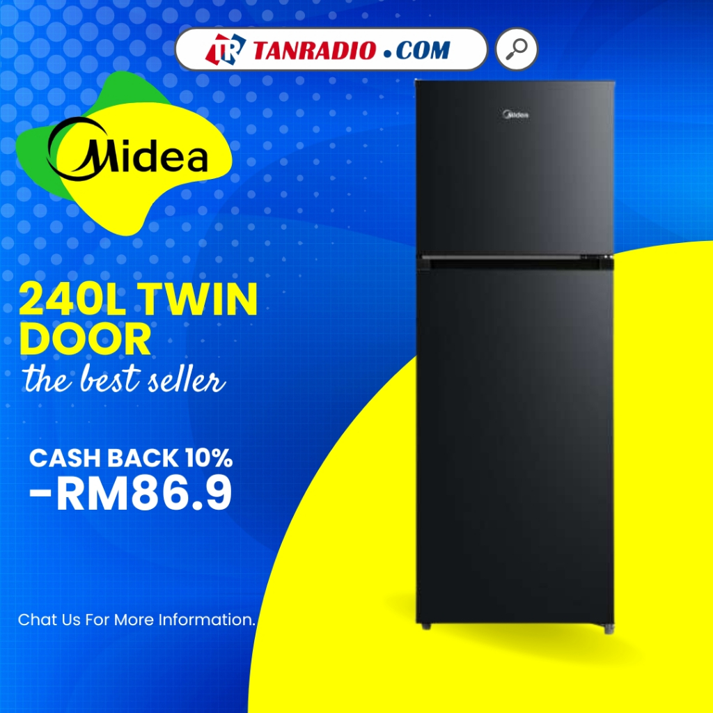 Midea 240L 2-Door Non Inverter Refrigerator Fridge - MDRT306MTB30 Peti ...