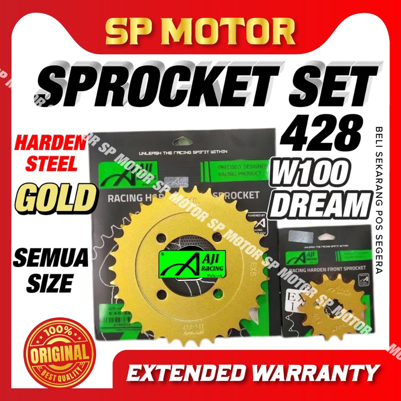 AJI RACING 428 EX5 Gold Harden Sprocket ORIGINAL Dream High Power HP ...