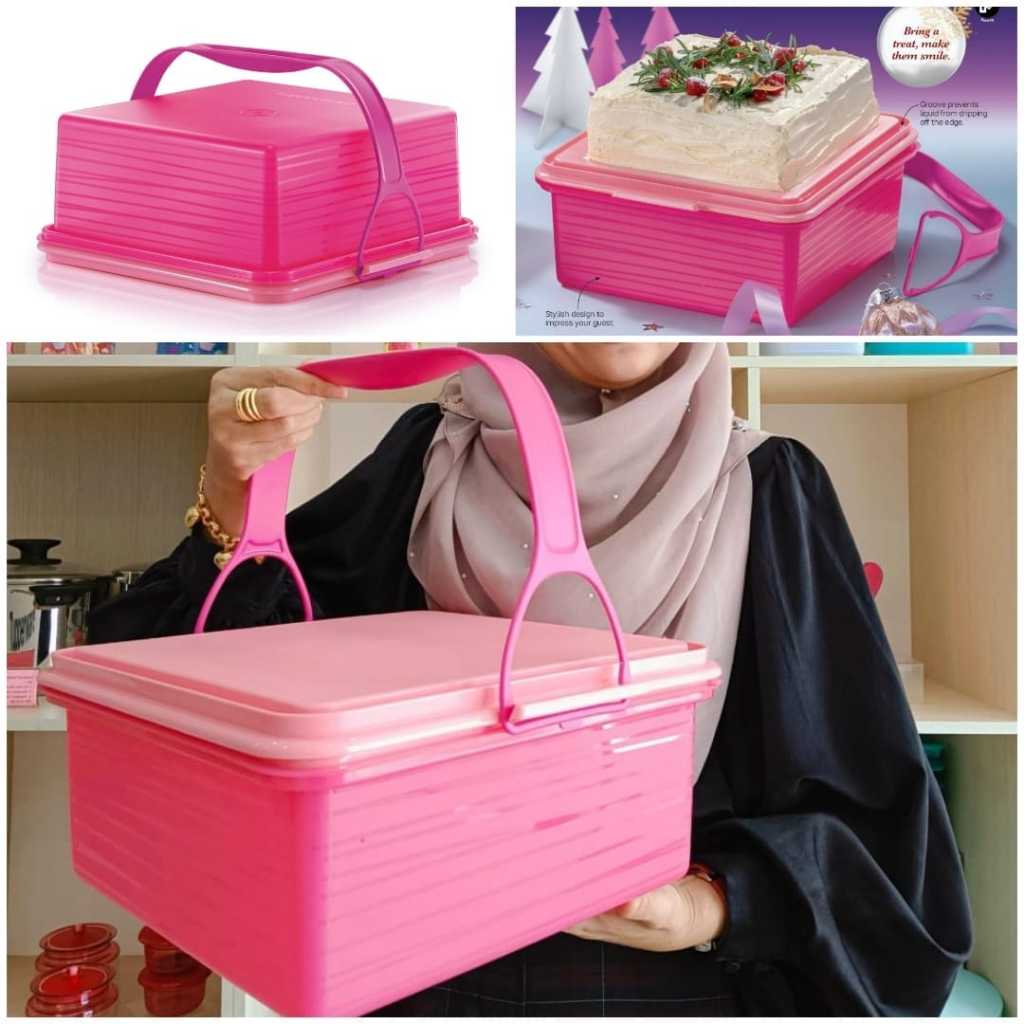 Tupperware Cake Taker Pink Fresh and Fancy Cake Carrier 1x6L Large ...