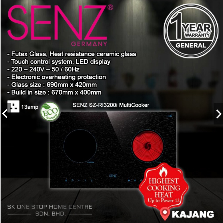 (AUTHORISED DEALER) SENZ 2 in 1 Smart Induction & Ceramic Cooker Hob SZ ...