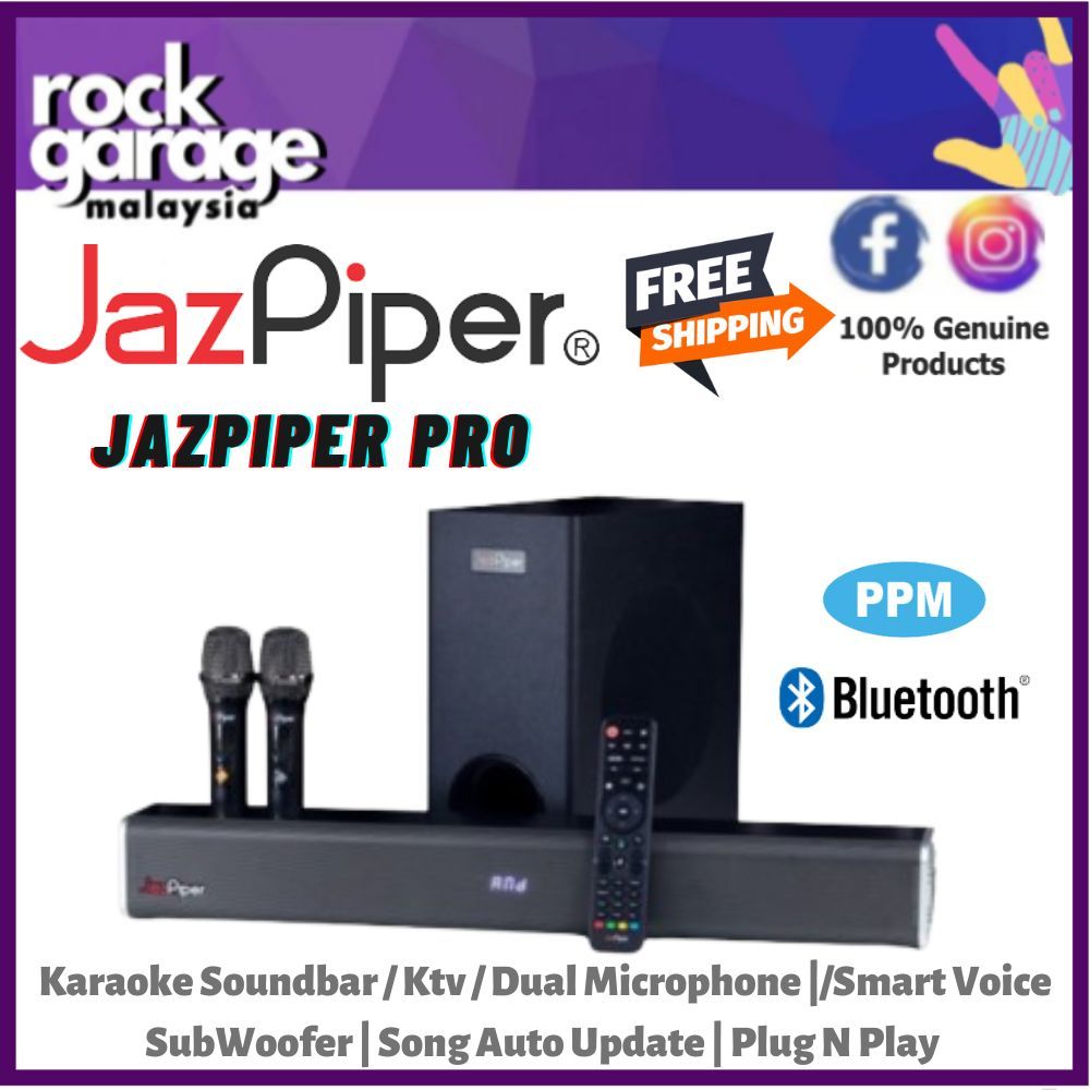 Jazpiper Pro Karaoke Soundbar | SubWoofer | Song Auto Update | Plug N Play | Build In App ...