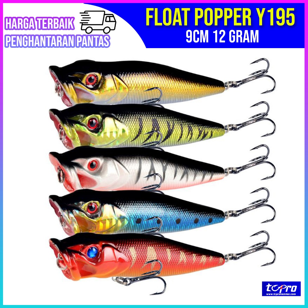 Siri 195 Float Casting Popper Fishing 9CM 12gram Lure Bait Siakap MJ Hard Surface Water Wave ...