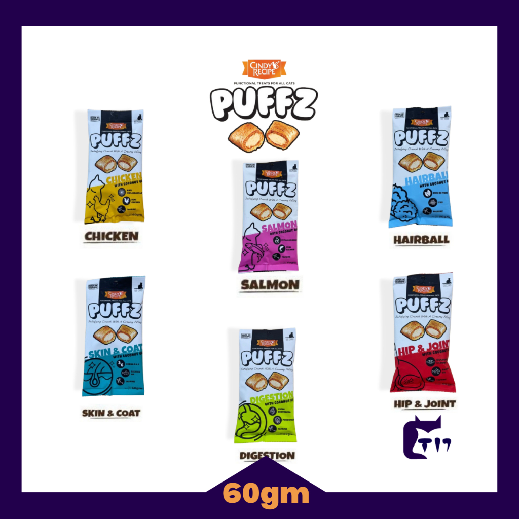 Cindys Recipe Puffz 60gm - ( Chicken / Salmon / Hairball / Hip & Joint ...