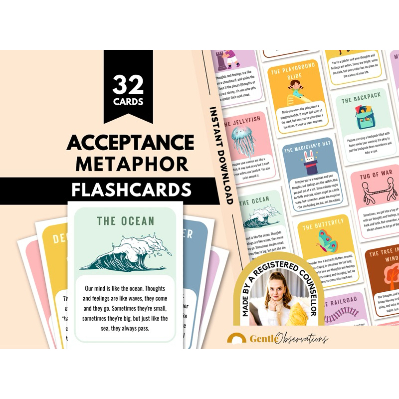 Acceptance Commitment Therapy Metaphor Card for Anxiety, ACT Depression ...