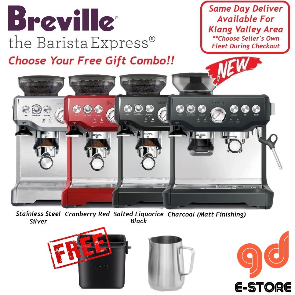 Breville BES870 Barista Express Espresso Machine Silver Red Black ...