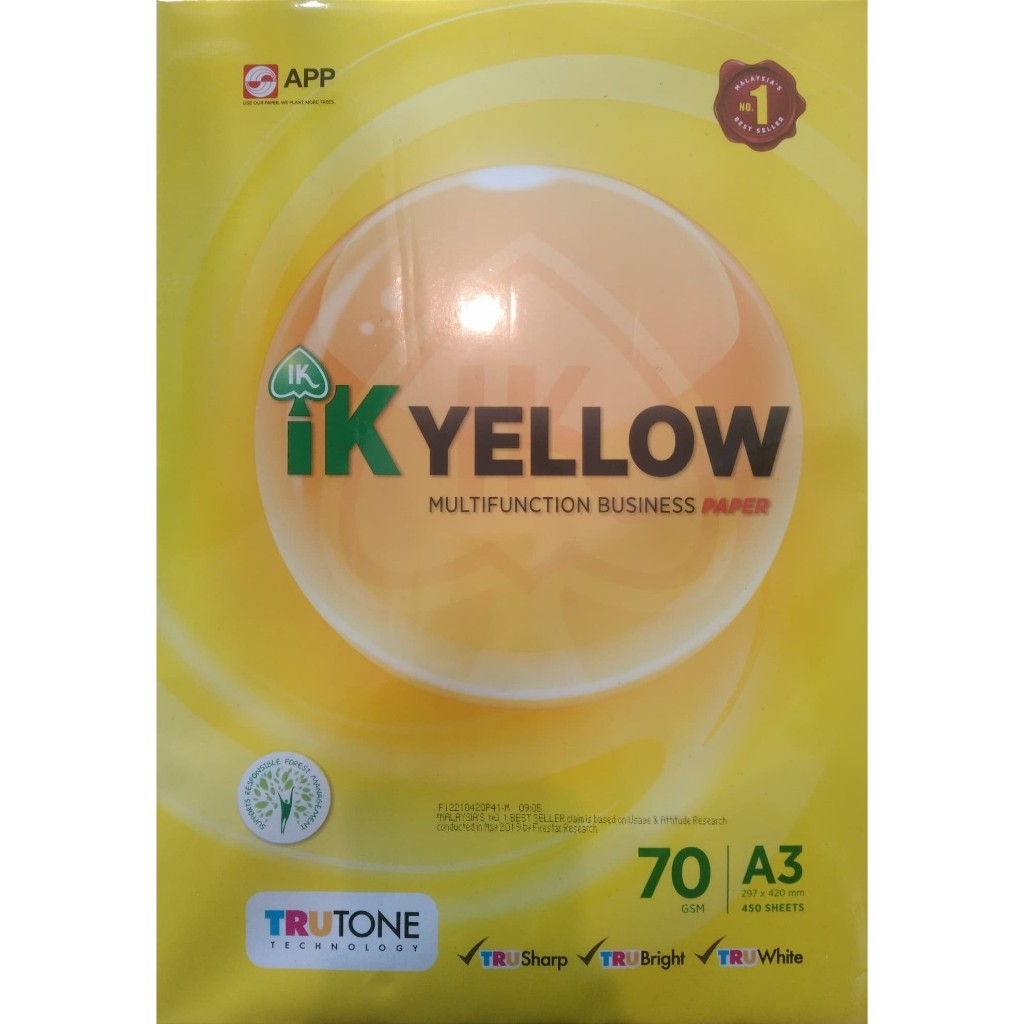 IK Yellow 70gsm A3 Paper (450 Sheets x 1 Ream) | Shopee Malaysia