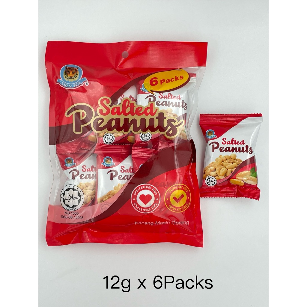 12g x 6pkt TIGER BRAND / Chen Sen / SALTED PEANUTS / KACANG GORENG ...
