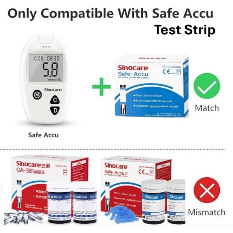 【SINOCARE】 Safe Accu Refill Test Strips Top Up Lancets Kit Sannuo Blood ...