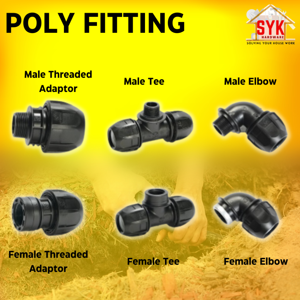 SYK Poly Fitting MTA FTA Female Elbow Male Tee Poly Pipe Connector HDPE ...