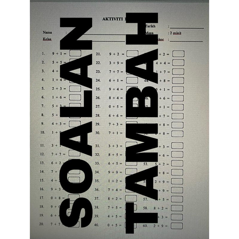 SET SOALAN OPERASI TAMBAH TOLAK DARAB BAHAGI (SOFTCOPY ONLY) | Shopee ...