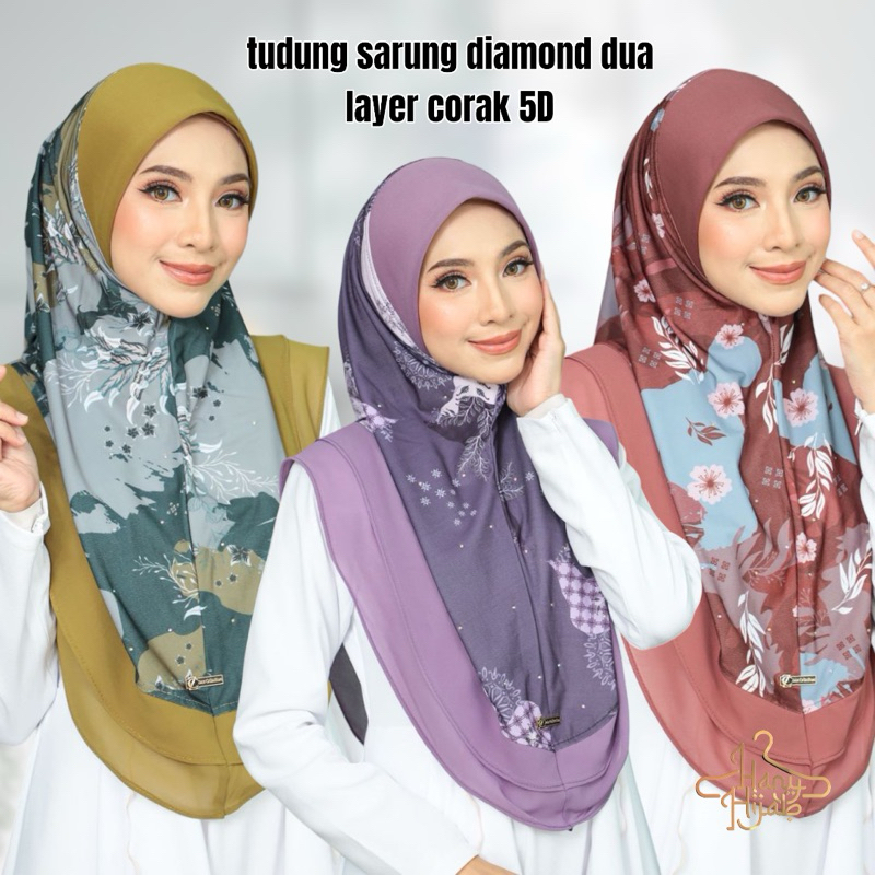 TUDUNG SARUNG DIAMOND 2 LAYER CORAK 5D | Shopee Malaysia